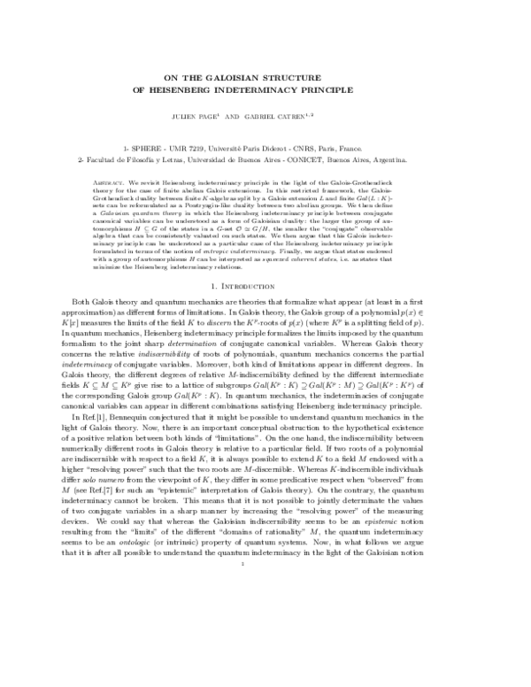 (PDF) On the Galoisian Structure of Heisenberg Indeterminacy Principle ...