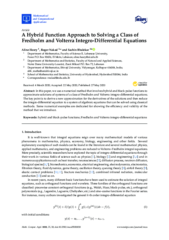 (PDF) A Hybrid Function Approach to Solving a Class of Fredholm and Volterra Integro ...