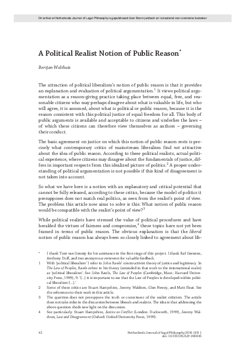 (PDF) A Political Realist Notion of Public Reason