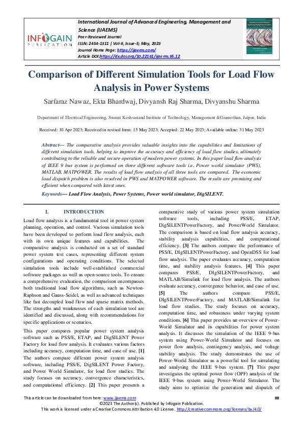 (PDF) Comparison of Different Simulation Tools for Load Flow Analysis in Power Systems