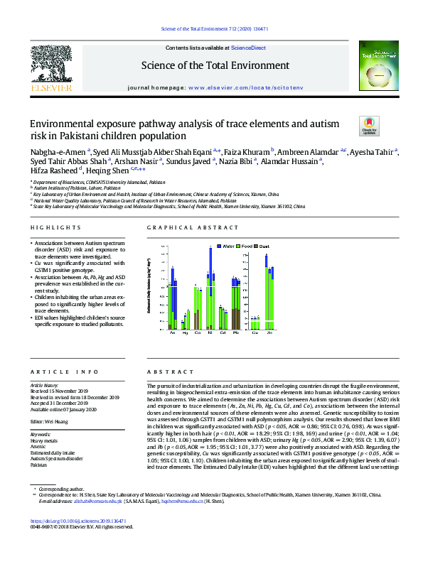 (PDF) Environmental exposure pathway analysis of trace elements and autism risk in Pakistani ...