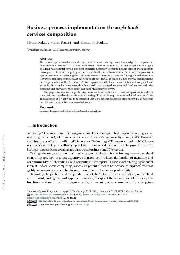 (PDF) Business process implementation through SaaS services composition