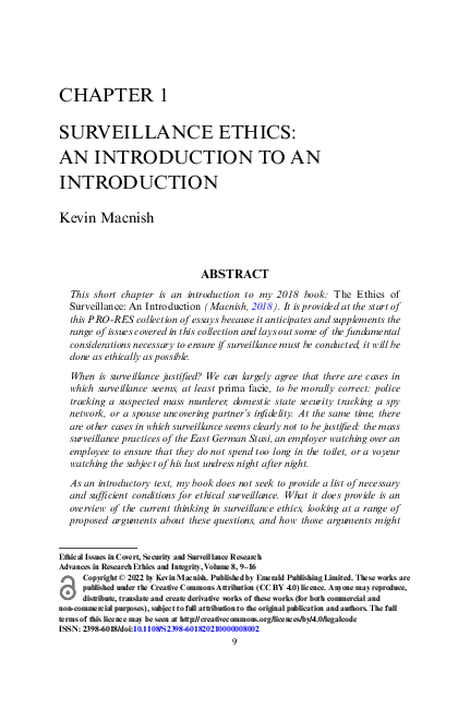 (PDF) Ethical Issues in Covert, Security and Surveillance Research
