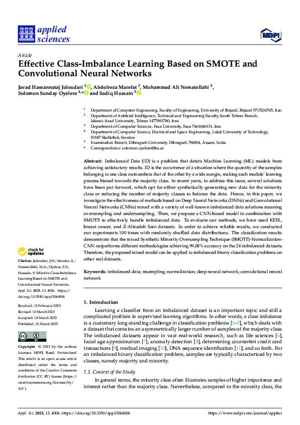 (PDF) Effective Class-Imbalance Learning Based on SMOTE and ...