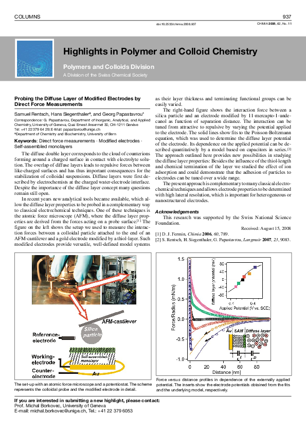 (PDF) Highlights in Polymer and Colloid Chemistry Probing the Diffuse ...