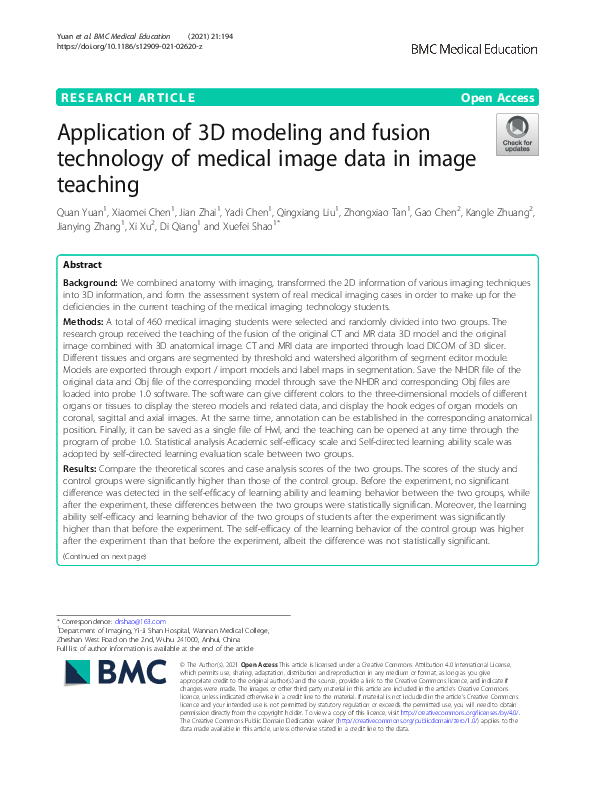 (PDF) Application of 3D Modeling and Fusion Technology of Medical Image ...