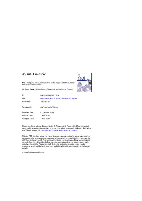 (PDF) Micro-computed tomographic analysis of the mesial root of ...