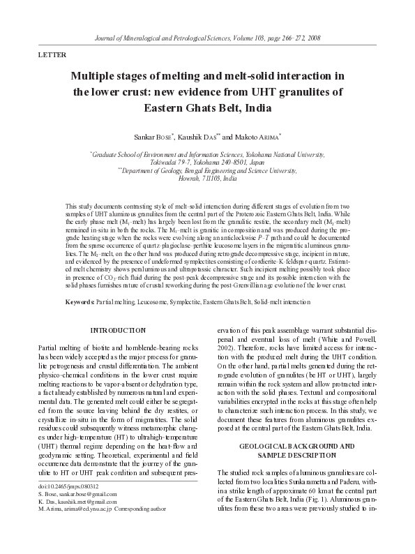 (PDF) Multiple stages of melting and melt-solid interaction in the ...