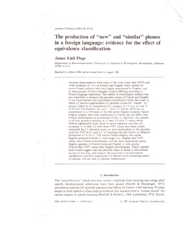 (PDF) The production of “new” and “similar” phones in a foreign ...