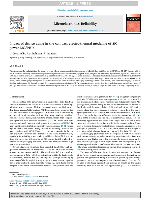 Pdf Impact Of Device Aging In The Compact Electro Thermal Modeling Of Sic Power Mosfets