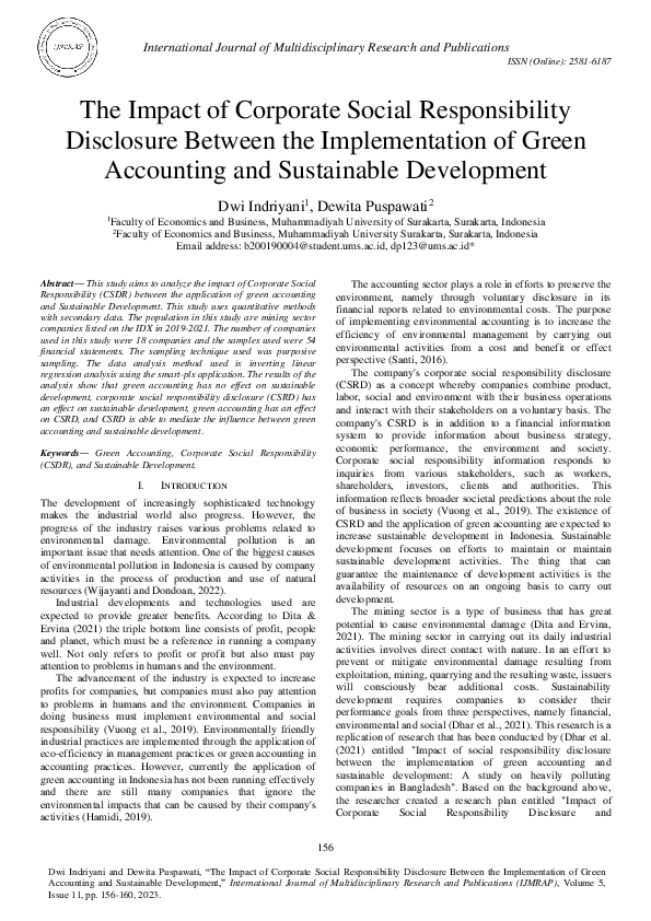 (PDF) The Impact of Corporate Social Responsibility Disclosure Between the Implementation of ...