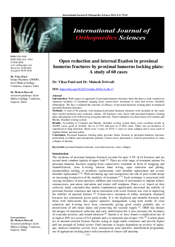(PDF) Open reduction and internal fixation in proximal humerus ...