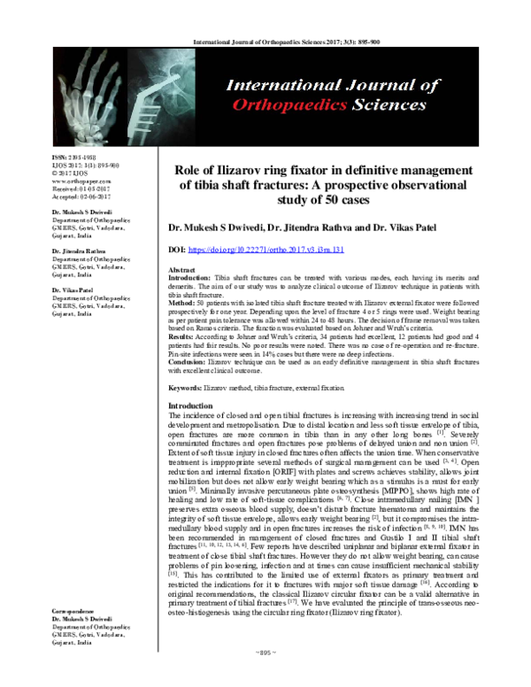 (PDF) Evaluation of Ilizarov technique in the treatment of open fractures of tibia | Jihadul ...