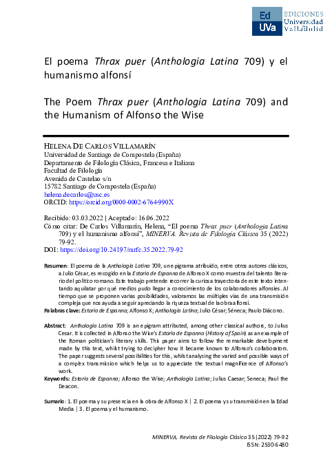 (PDF) El poema Thrax puer (Anthologia Latina 709) y el humanismo ...