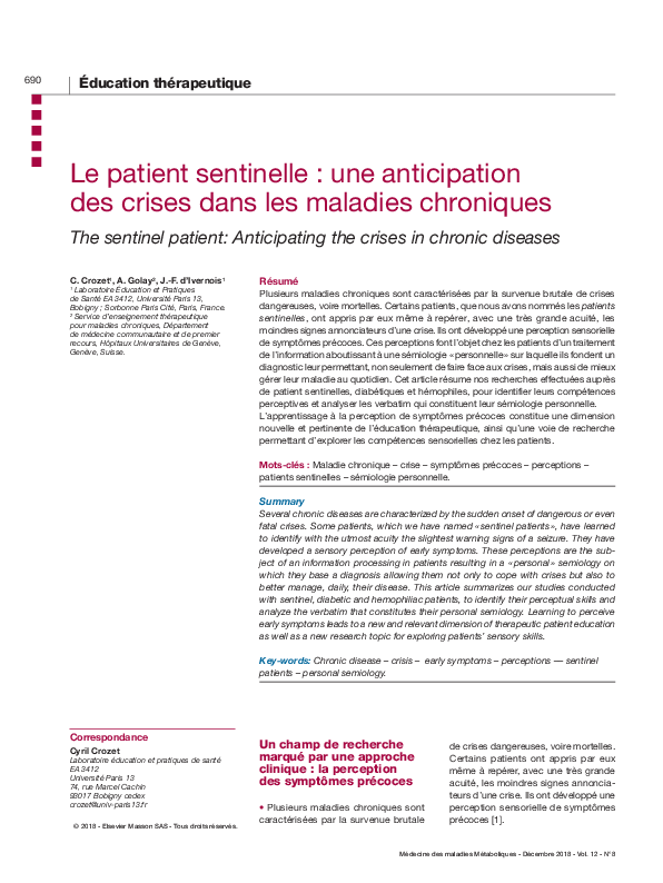 (PDF) Le patient sentinelle : une anticipation des crises dans les ...