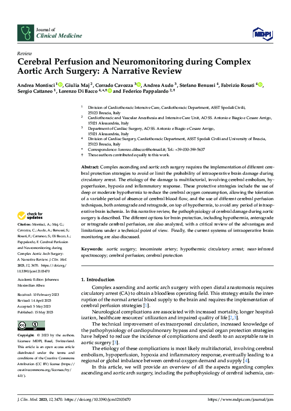 (PDF) Cerebral Perfusion and Neuromonitoring during Complex Aortic Arch ...