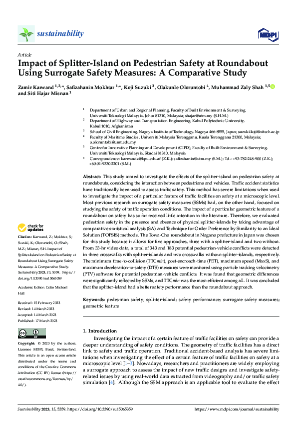 (PDF) Impact of Splitter-Island on Pedestrian Safety at Roundabout ...