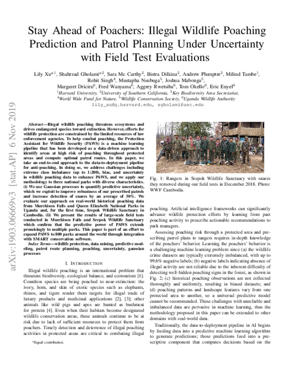 (PDF) Stay Ahead of Poachers: Illegal Wildlife Poaching Prediction and ...