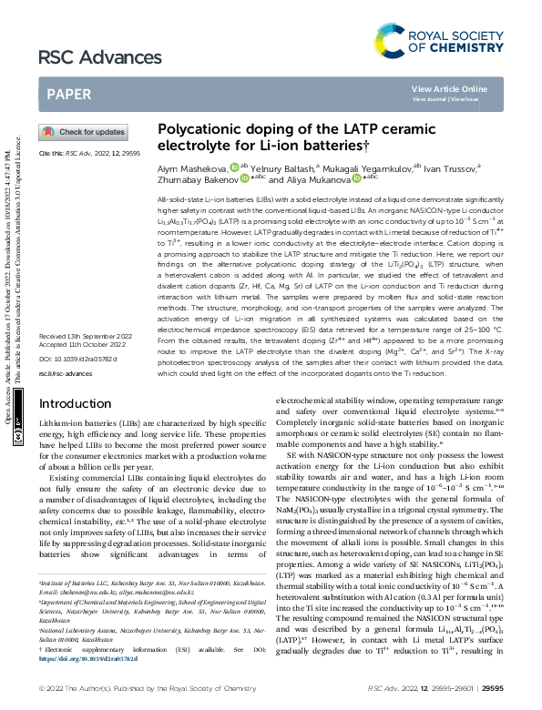 (PDF) Polycationic doping of the LATP ceramic electrolyte for Li-ion ...