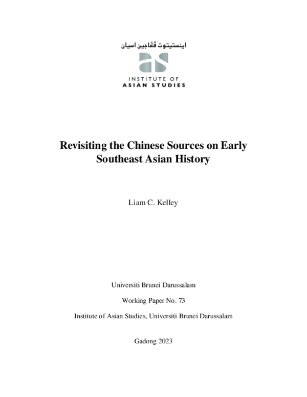 (PDF) Revisiting the Chinese Sources on Early Southeast Asian History