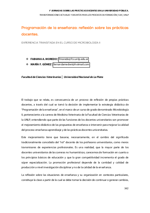 (PDF) Programación de la enseñanza: reflexión sobre las prácticas docentes