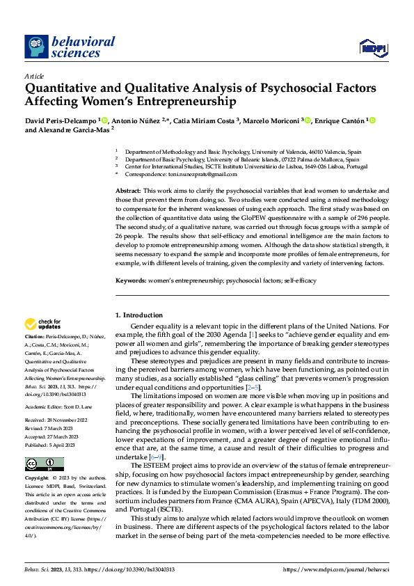 (PDF) Quantitative and Qualitative Analysis of Psychosocial Factors Affecting Women’s ...