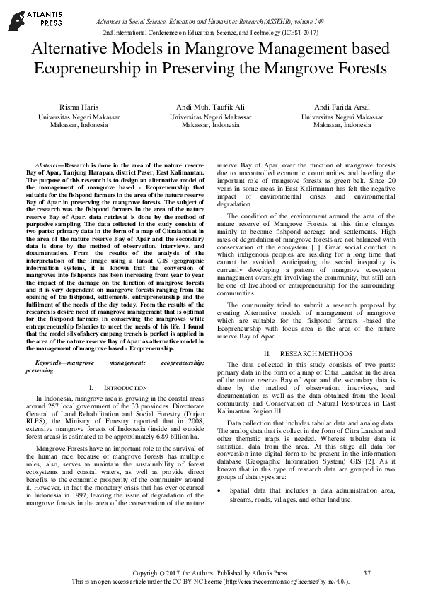 (PDF) Alternative Models in Mangrove Management based Ecopreneurship in ...