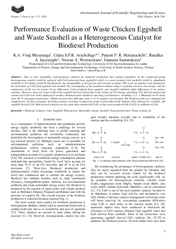 (PDF) Performance Evaluation of Waste Chicken Eggshell and Waste ...