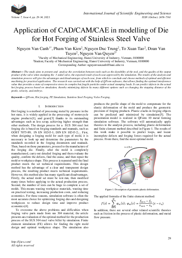 (PDF) Application of CAD/CAM/CAE in modelling of Die for Hot Forging of ...