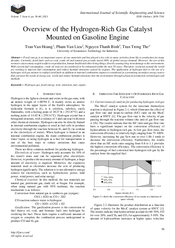 (PDF) Overview of the Hydrogen-Rich Gas Catalyst Mounted on Gasoline Engine