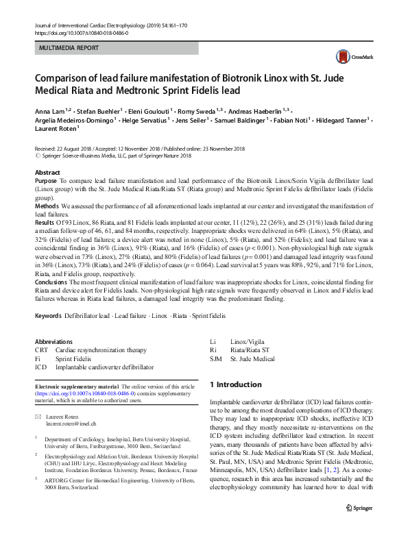 (PDF) Comparison of lead failure manifestation of Biotronik Linox with ...
