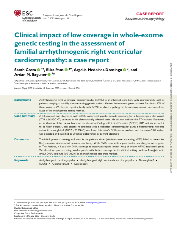 (PDF) Clinical impact of low coverage in whole-exome genetic testing in ...