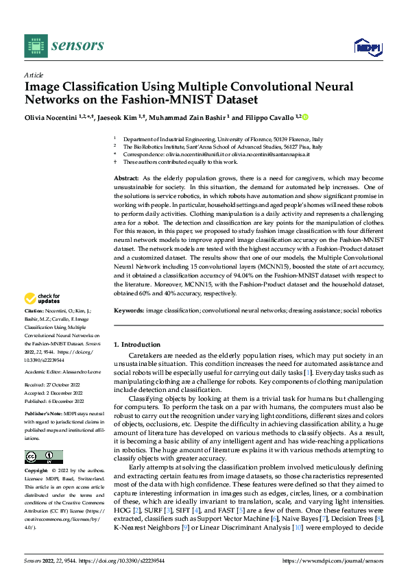 (PDF) Image Classification Using Multiple Convolutional Neural Networks on the Fashion-MNIST Dataset