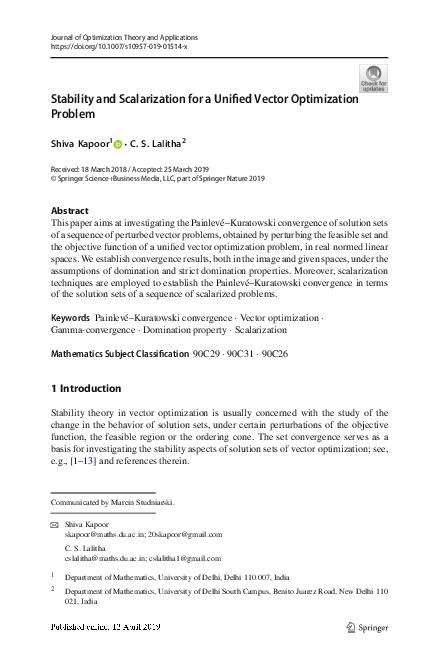 (PDF) Convergence in Unified Vector Optimization