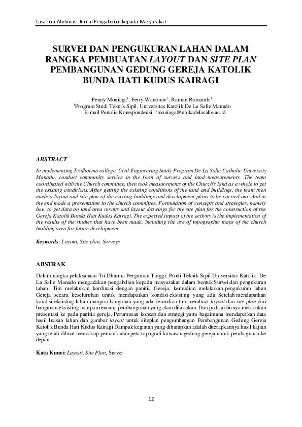 (PDF) Survei Dan Pengukuran Lahan Dalam Rangka Pembuatan Layout Dan ...