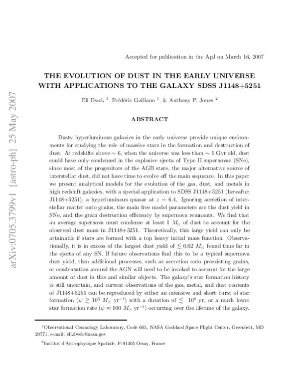 (PDF) Dust Evolution in High Redshift Galaxy SDSS J1148