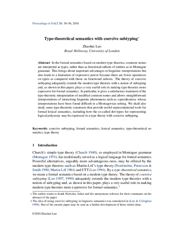 (PDF) Type-theoretical semantics with coercive subtyping