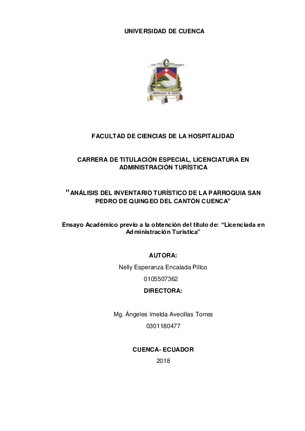 (PDF) Análisis del inventario turístico de la parroquia San Pedro de ...