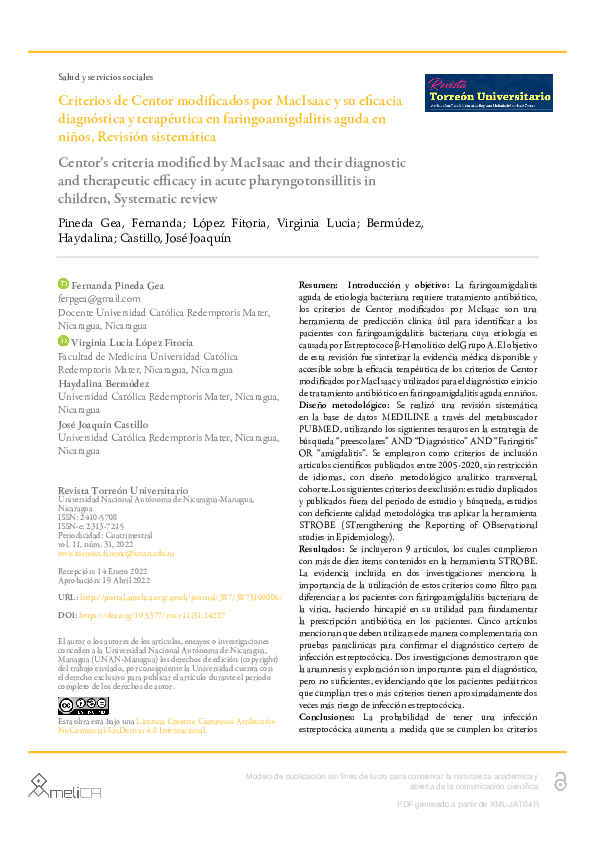 (PDF) Criterios de Centor modificados por MacIsaac y su eficacia ...