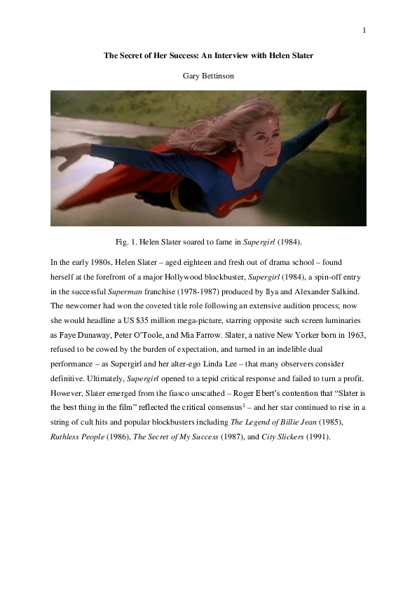(PDF) The Secret of Her Success: An Interview with Helen Slater