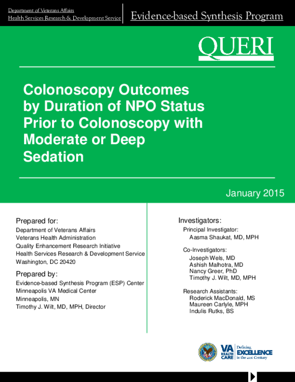 (PDF) Colonoscopy Outcomes by Duration of NPO Status Prior to ...