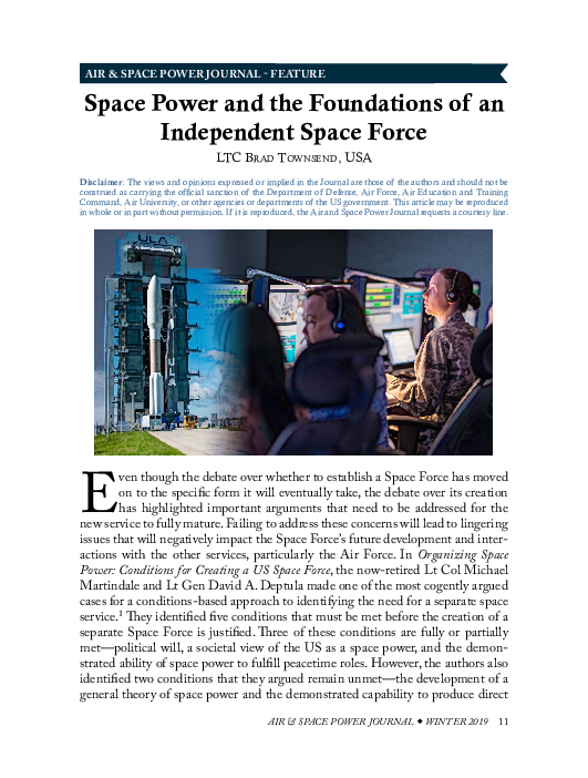 (PDF) Space Power and the Foundations of an Independent Space Force