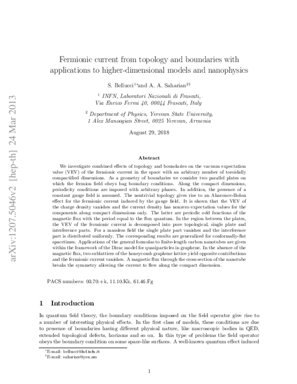 (PDF) Fermionic current from topology and boundaries with applications to higher-dimensional ...