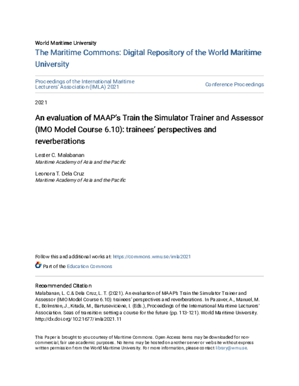 (PDF) An evaluation of MAAP’s Train the Simulator Trainer and Assessor ...