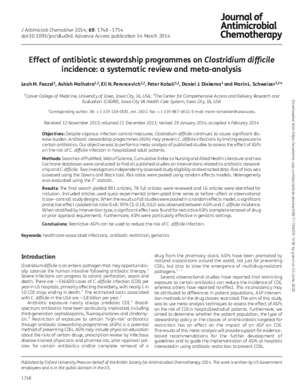 (PDF) Effect of antibiotic stewardship programmes on Clostridium ...