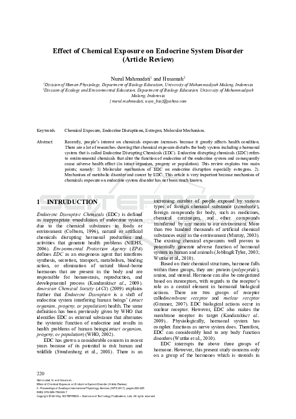 (PDF) Effect of Chemical Exposure on Endocrine System Disorder (Article ...