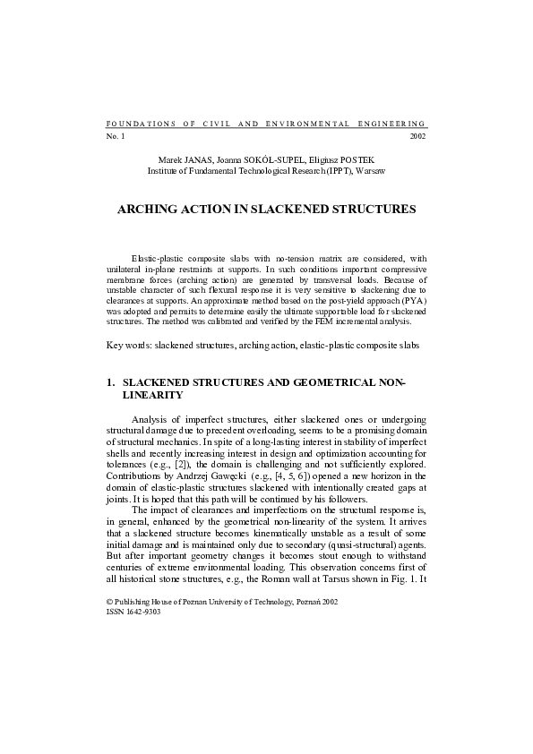 (PDF) Arching action in slackened structures