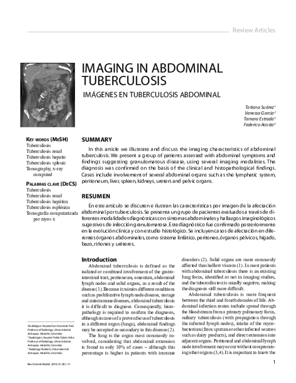 (PDF) Imaging in Abdominal Tuberculosis Imágenes en Tuberculosis Abdominal | TATIANA VANINA ...