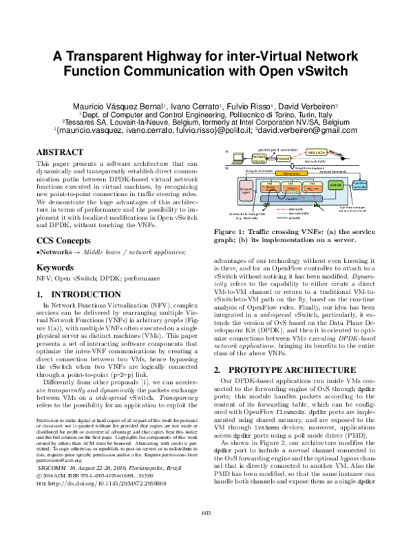 (PDF) A Transparent Highway for inter-Virtual Network Function Communication with Open vSwitch