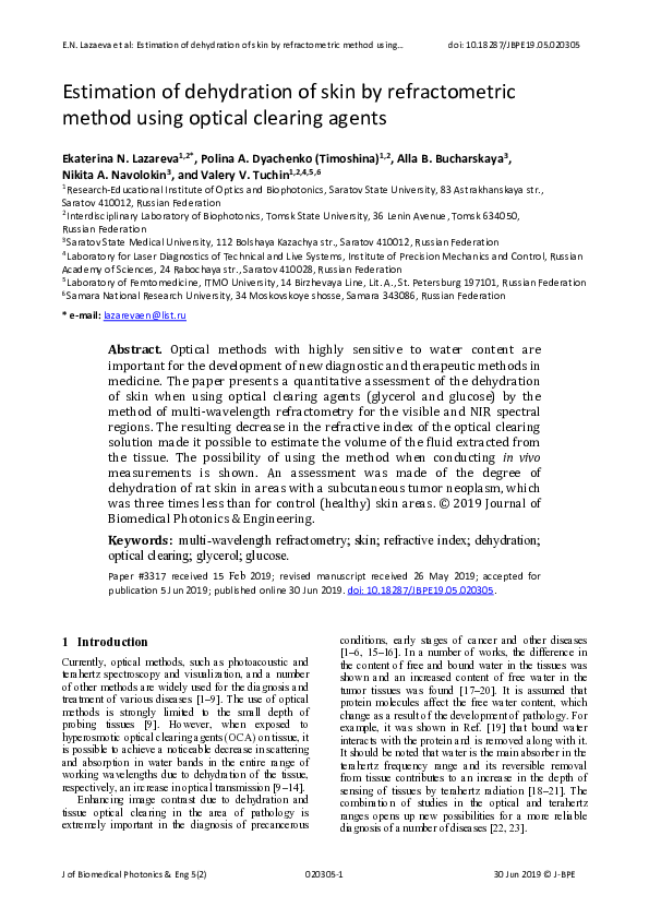 (PDF) Estimation of dehydration of skin by refractometric method using ...